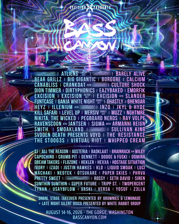 Bass Canyon 2026 Lineup — August 14 - 16, 2026 • Humble